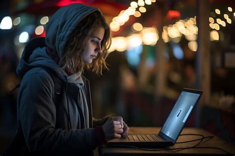Premium Ai Image A Girl Programming On A Battered Netbook Ambitious And Tenac Digital Native