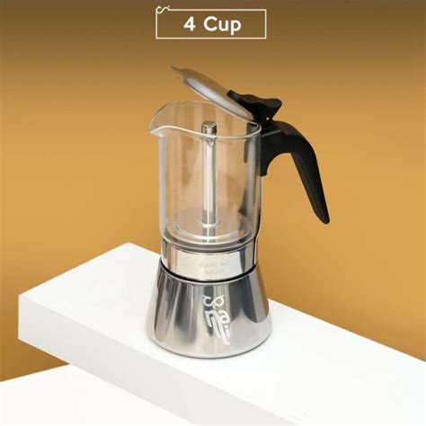 Promo 4 Cup Mokapot Chiaro Stainless 200ml Mokapot Kaca Induksi Coffee