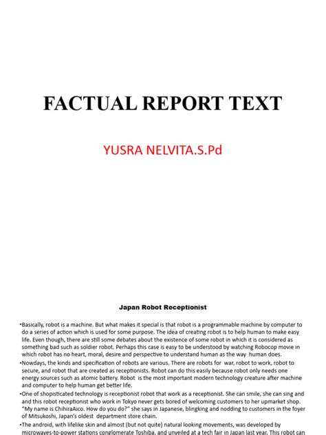 Factual Report Text Slide Pdf Robot Robotics