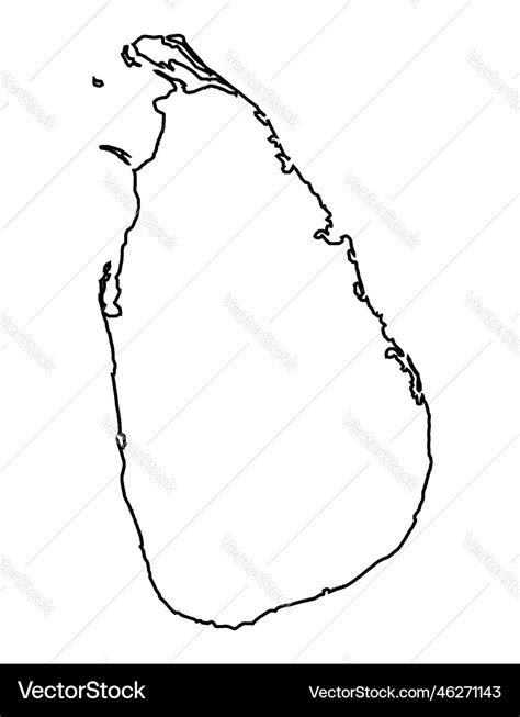 Sri Lanka Map Isolated Outline Silhouette Vector Image