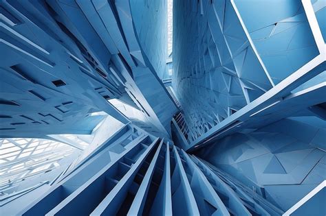 Premium Photo Abstract Architecture Background Blue Geometry