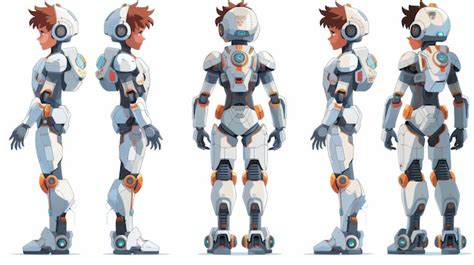 Premium Photo An Animated Robot Character Set With Different