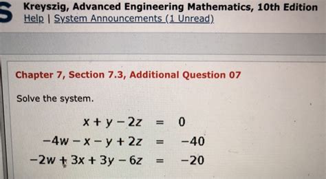 Solved Kreyszig Advanced Engineering Mathematics Th Chegg