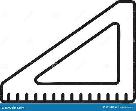 Simple Black And White Line Drawing Of A Triangular Ruler With A Scale