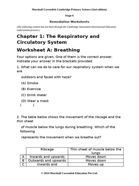 Mce Cambridge Primary Science 2e Stage6 Rm C01 2 Pdf Respiratory