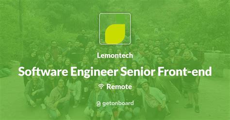 Software Engineer Senior Front End At Lemontech Remote Work From