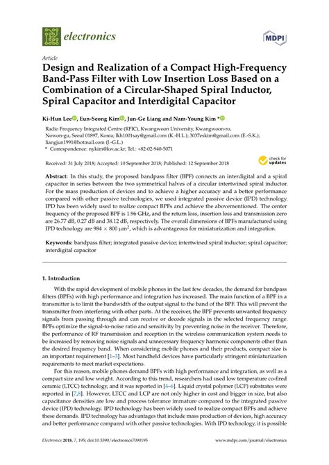 Pdf Design And Realization Of A Compact High Frequency Band Pass Filter With Low Insertion