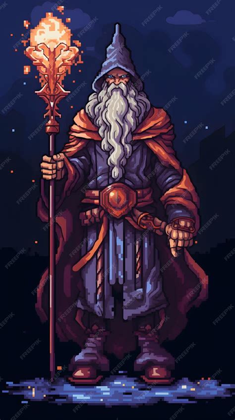 Premium Ai Image Pixel Art Wizard Character For Rpg Game Character In Retro Style For 8 Bit Game