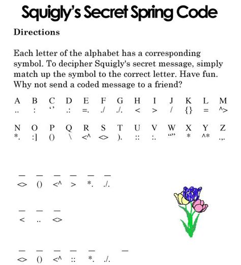 Spring Secret Code Puzzle Secret Code Coded Message Coding