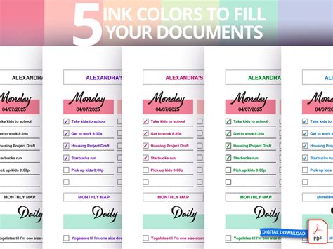 daily task organizer task map printable to do pdf daily etsy