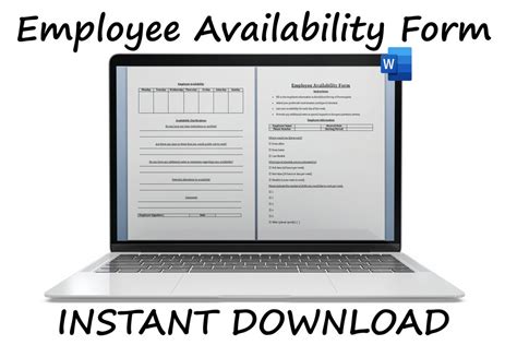 Employee Availability Form Worker Schedule Survey Personnel Time