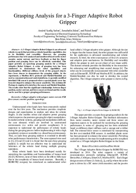 Pdf Grasping Analysis For A 3 Finger Adaptive Robot Gripper