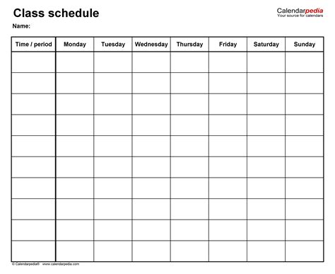 Free Class Schedules For Microsoft Excel 24 Templates