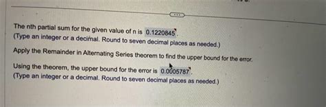 Solved For The Convergent Alternating Series