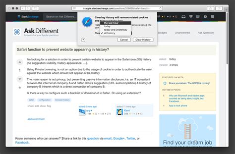Macos Safari Function To Prevent Website Appearing In History Ask