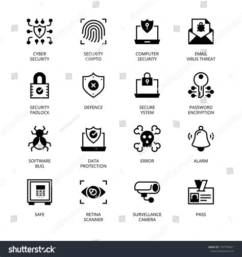 Cyber Security Glyph Icons Vectors Stock Vector Royalty Free 1707790021 Shutterstock