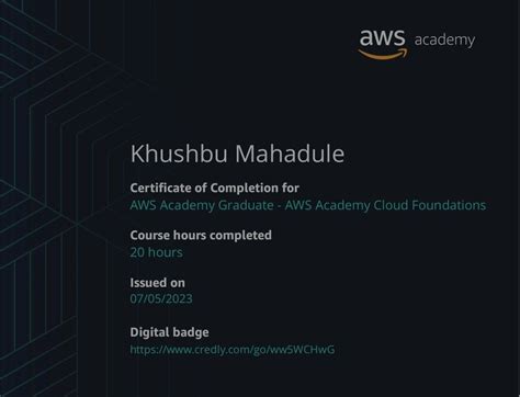 Khushbu Mahadule On Linkedin Aws Amazon Cloudfoundations