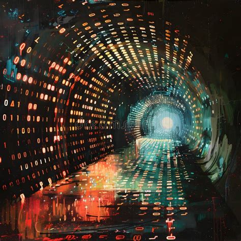 Binary Code Wave Tunnel Stock Illustration Illustration Of Digital