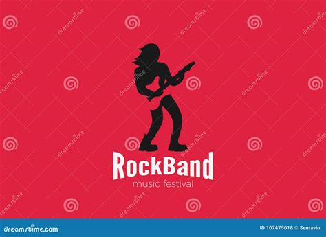 Rock Guitarist Playing On Electric Guitar Cartoon Vector