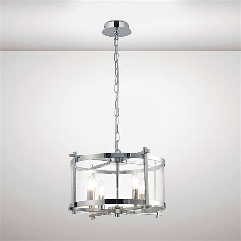D0089 Nolan Deco Nolan 46cm Glass Pendant 4 Light Polished Chrome