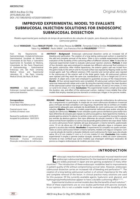 Pdf Improved Experimental Model To Evaluate Submucosal Injection