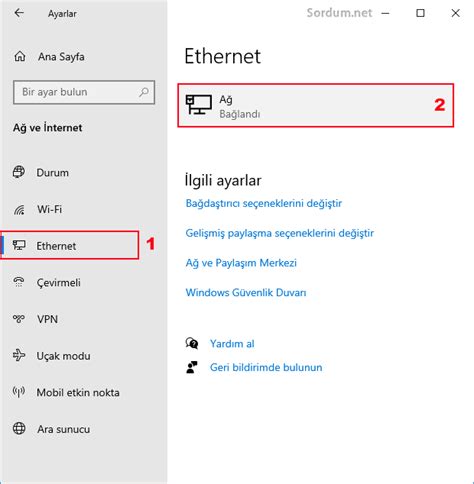 Windows 10 da Ağ profilini Ortak veya özel yapmak