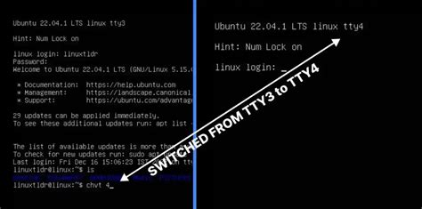 how to switch between tty screens using the chvt command in linux