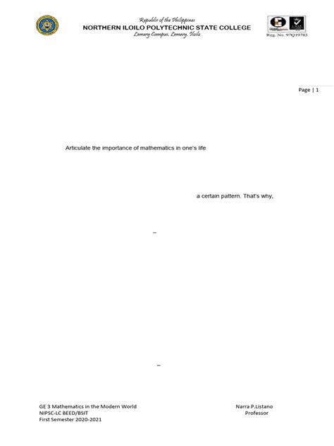 Mathematics In The Modern World Module 1 Lesson 1 Pdf