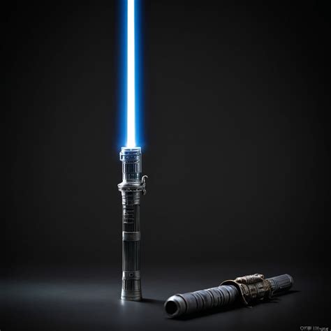 a stil life composition of a lightsaber that is off....