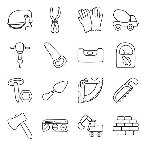 Set Of Technical Tools Linear Icons Vector Art At Vecteezy