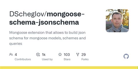 github dscheglov mongoose schema jsonschema mongoose extension that