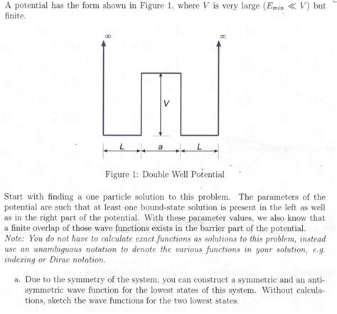 Solved A Potential Has The Form Shown In Figure 1 Where V Chegg