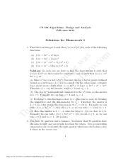 Homework Solutions Pdf Cs Algorithms Design And Analysis Fall