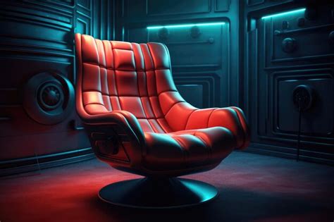 Premium Ai Image Futuristic Red Gaming Chair Illustration