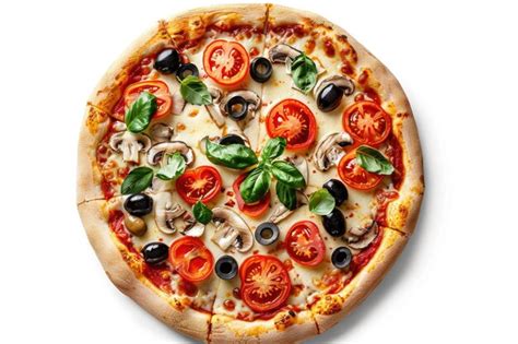 Top View Of Italian Pizza With Mozzarella Tomato Olives Mushrooms
