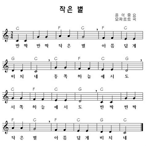 반짝반짝 작은별 코드편곡 악보 네이버 블로그
