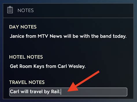 how to use the notes widget eventric support