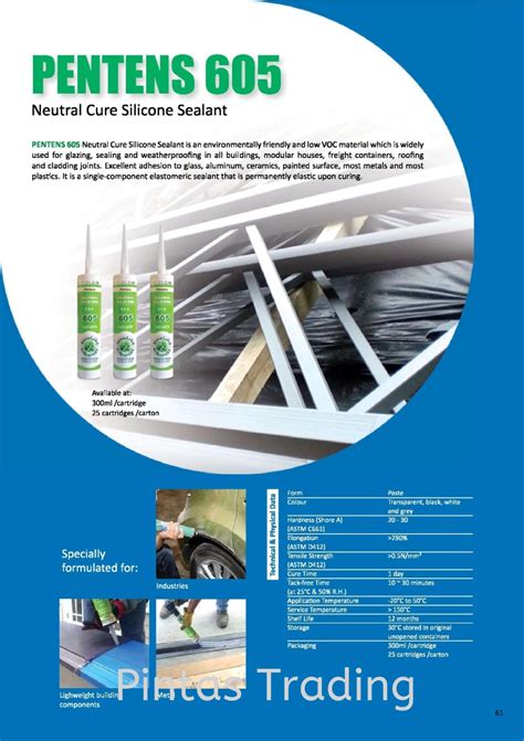 Pentens 605 Silicone Neutral Cure Silicone Sealant Sika Penang Malaysia Simpang Ampat