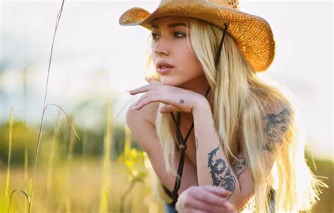 Wallpaper Grass The Sun Model Portrait Hat Hands Makeup Tattoo
