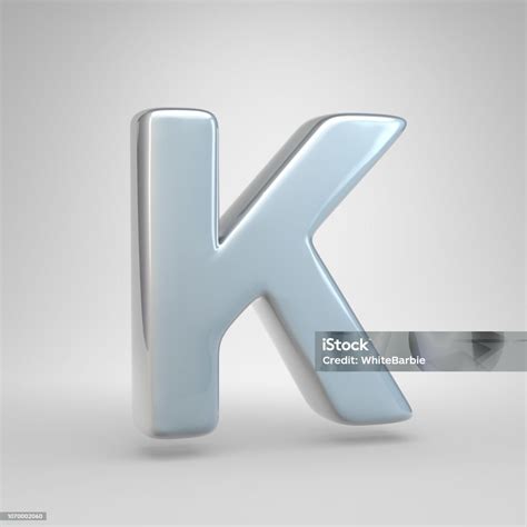 실버 자동차 페인트 문자 대문자 K 흰색 배경에 고립 0명에 대한 스톡 사진 및 기타 이미지 0명 3차원 형태 디지털