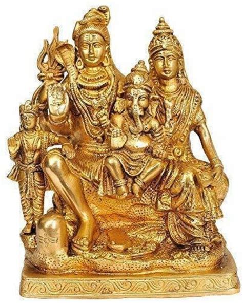 SHIV PARIVAR LORD Shiva Parvati Kartikeya Ganesha Statua In Ottone