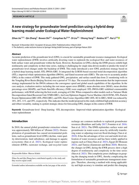 A New Strategy For Groundwater Level Prediction Using A Hybrid Deep