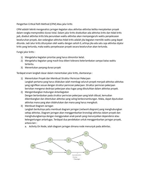 Pengertian Critical Path Method Jalur Kritis Salinan Pdf