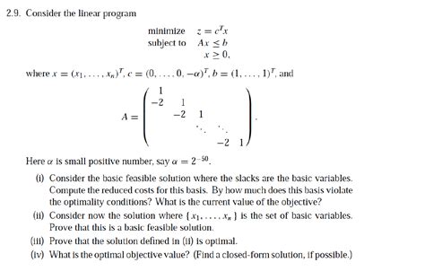 Solved Consider The Linear Program Minimize Subject To Chegg
