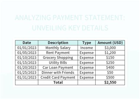 Free Payment Statement Templates For Google Sheets And Microsoft Excel Slidesdocs