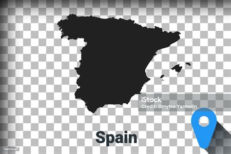 스페인의지도 투명 한 배경에 검은 지도 Png에서 알파 채널 투명도 시뮬레이션 벡터 0명에 대한 스톡 벡터 아트 및 기타 이미지 0명 개념 검은색 Istock
