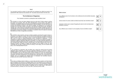 Reading And Use Of English Part 6 Interactive Worksheet Topworksheets