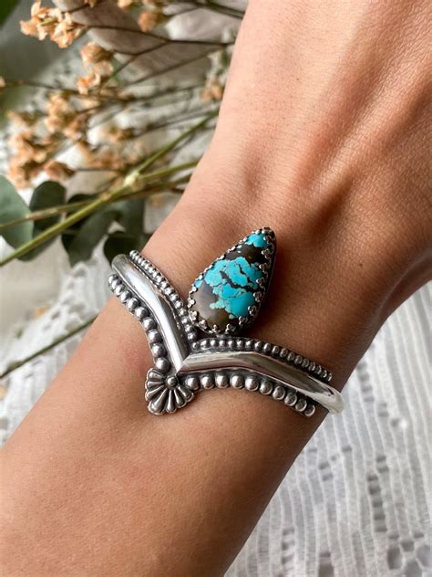 Sunray Cuff Silver And Turquoise Cuff Bracelet Sterling Silver Cuff