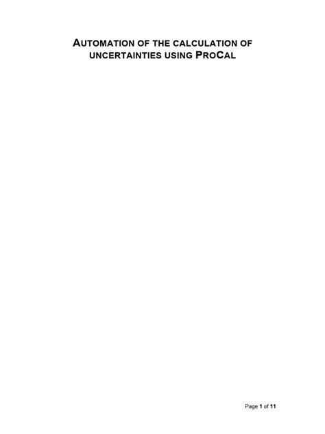 Procal Application Note Automation Of The Calculation Of