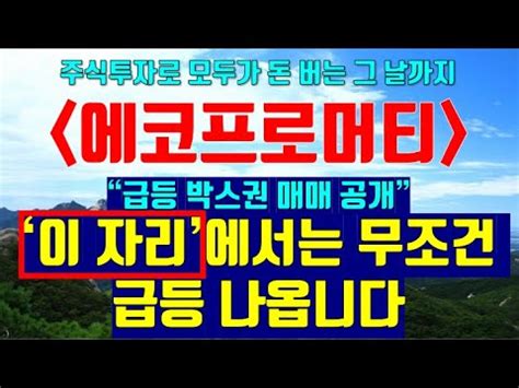 에코프로머티 에코프로머티리얼즈 이 자리 에서는 무조건 급등 나옵니다 feat 급등 박스권 매매 공개 YouTube